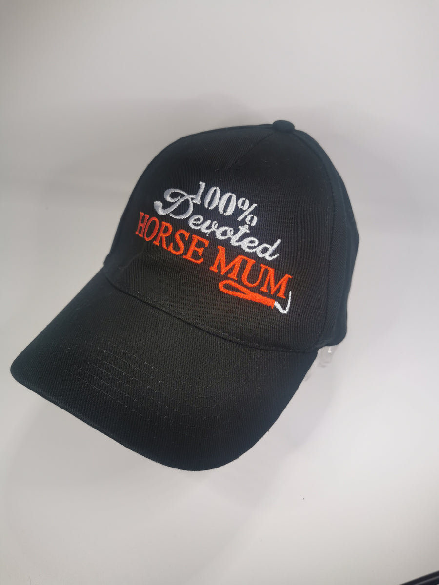 100% DEVOTED HORSE MUM EMBROIDERED BASEBALL CAP – Cornish Equestrian ...